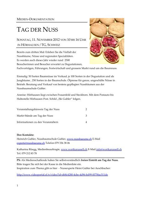 Medien-Dokumentation zum Tag der Nuss, PDF - Wortkarussell