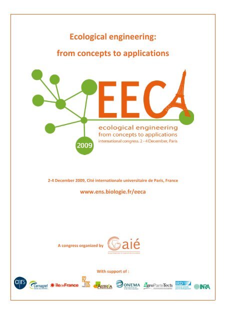 Ecological engineering: from concepts to applications - Ens