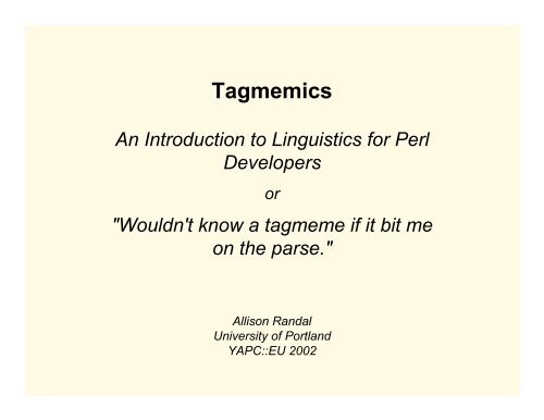 What's a Tagmeme? - Lohutok.net