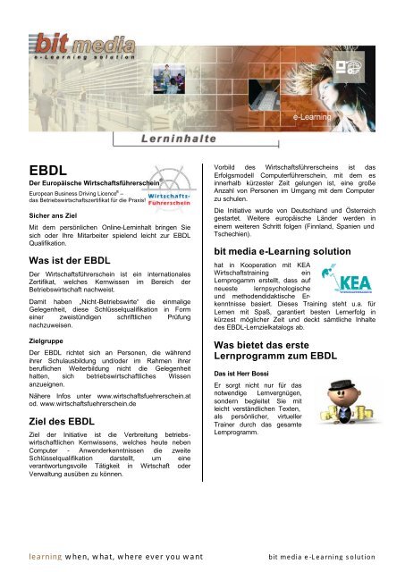 Was ist der EBDL Ziel des EBDL bit media e-Learning solution Was ...