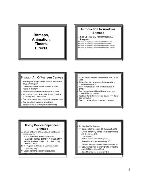 7. Bitmaps, Animation, Timers, DirectX