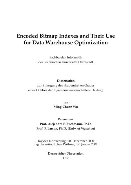Encoded Bitmap Indexes and Their Use for Data Warehouse ... - DVS