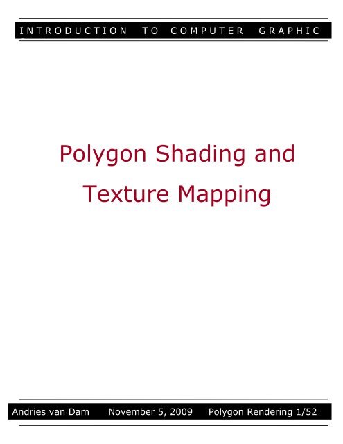 Polygon Shading and Texture Mapping
