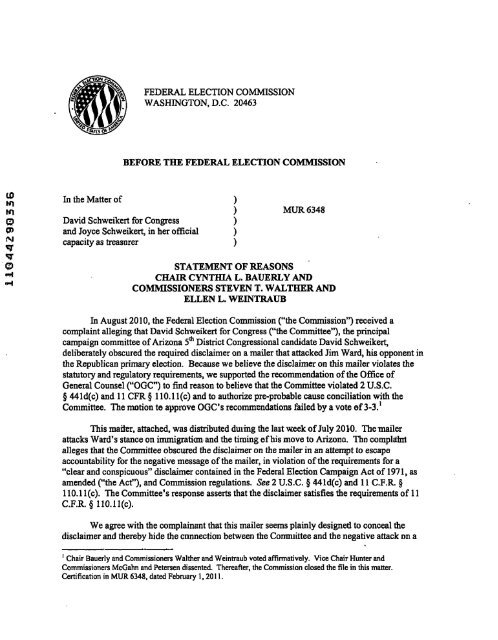 Statement of Reasons