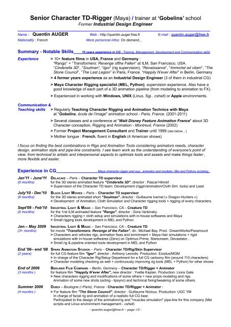 Gobelins - Quentin Auger's Home Page - Free