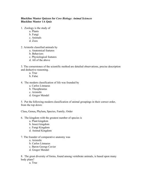 Blackline Master Quiz - Ambrose Video