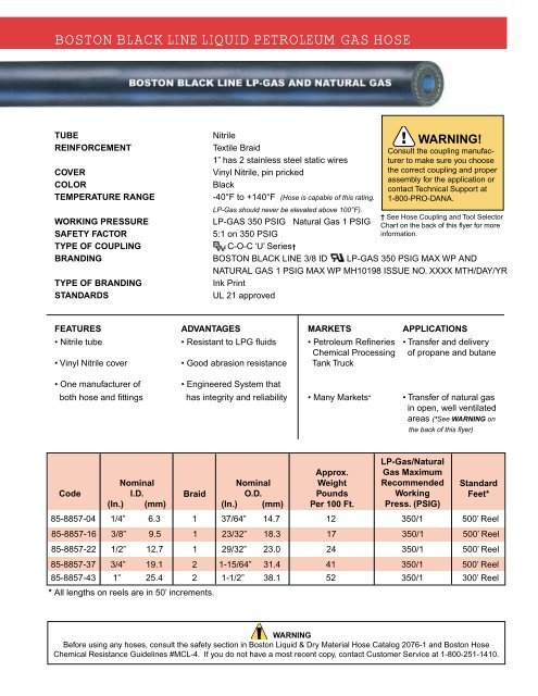 Boston Black Line LP-Gas and Natural Gas Hose - Central States ...