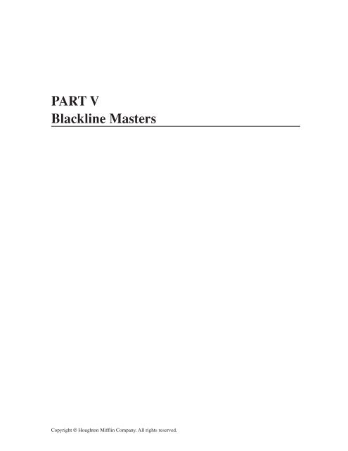 PART V Blackline Masters - Cengage Learning
