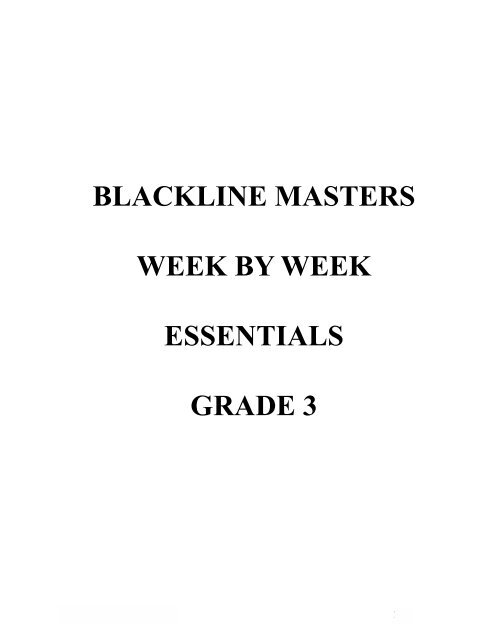 Blackline Masters Week By Week Essentials Grade 3