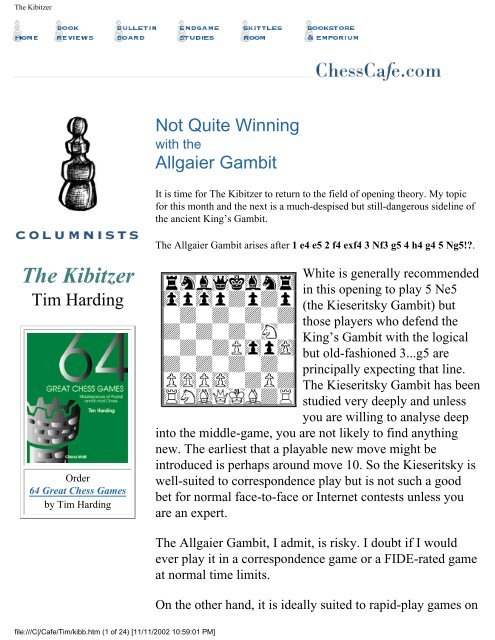 The Kibitzer #78 - Chess Cafe