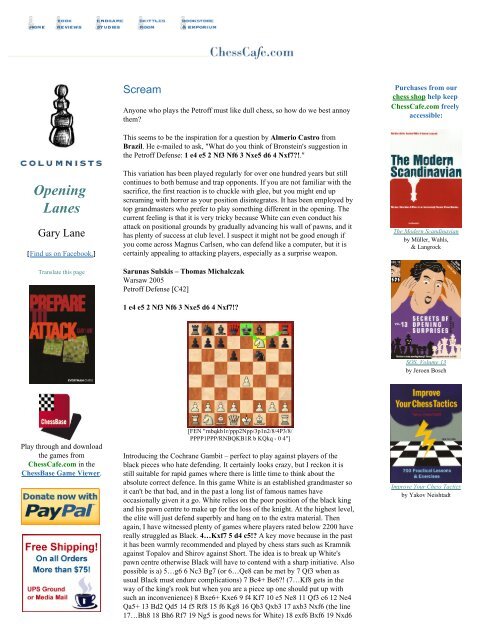 Opening Lanes - Chess Cafe