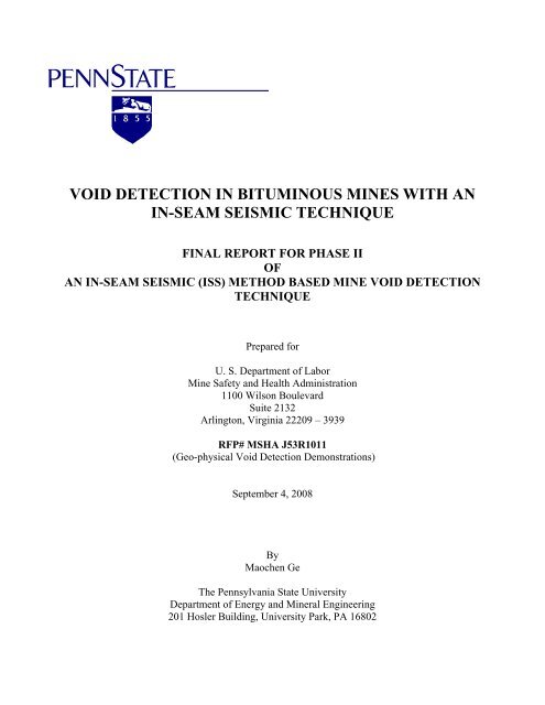 Void Detection In Bituminous Mines With An In Seam Seismic Technique