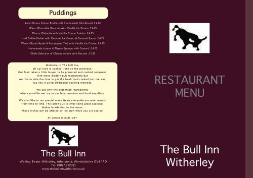 RESTAURANT MENU - The Bull Inn