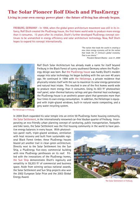 The Solar Pioneer Rolf Disch and PlusEnergy (pdf