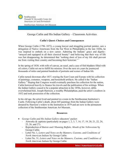 George Catlin and His Indian Gallery - Smithsonian American Art ...
