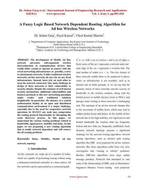 A Fuzzy Logic Based Network Dependent Routing Algorithm For Ad 0010