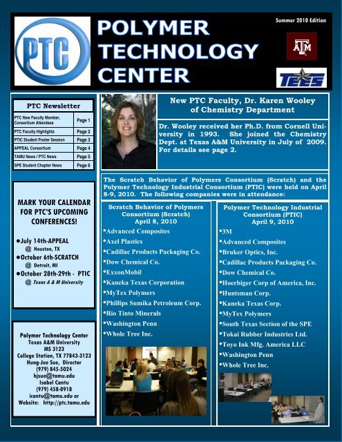 TAMU-PTC July - Polymer Technology Center - Texas A&M University
