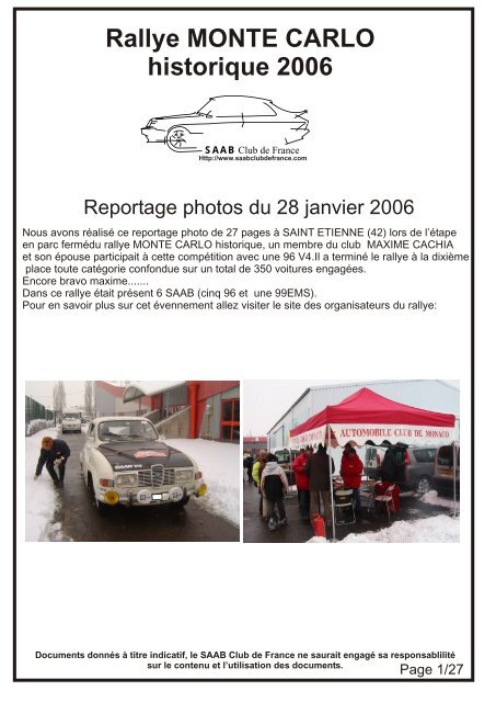 Rallye MONTE CARLO historique 2006 - saab club de france