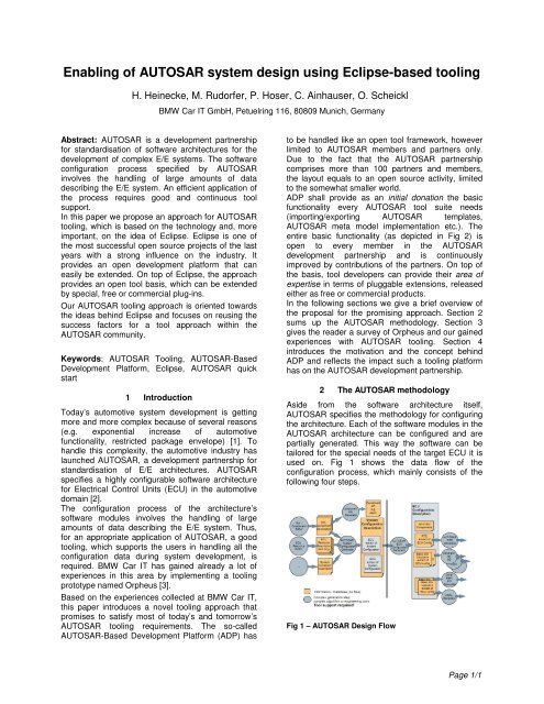 Enabling of AUTOSAR system design using Eclipse-based tooling