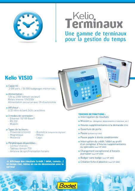 Kelio, Une gamme de terminaux pour la gestion ... - Bodet Software