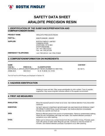safety data sheet araldite rapid resin - Online Bearings
