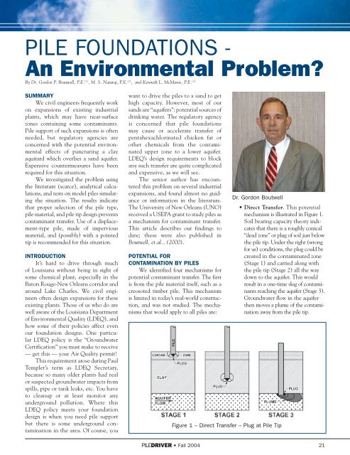 PILE FOUNDATIONS - An Environmental Problem? - Pile Driving ...