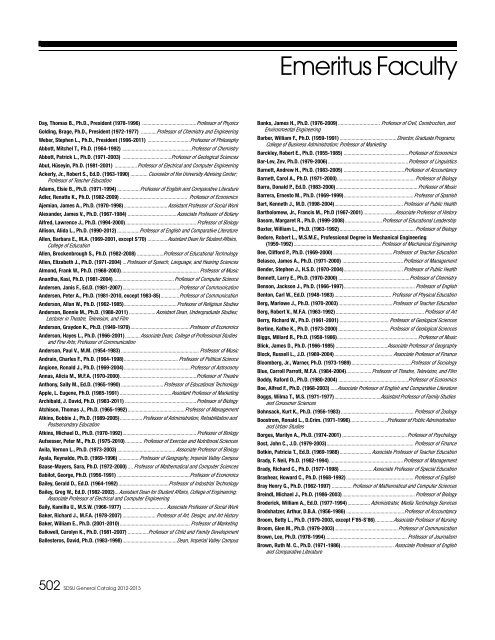 Emeritus Faculty - SDSU