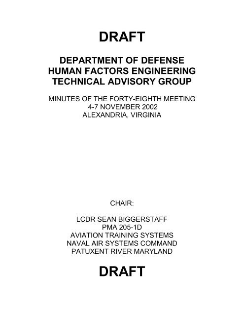 Minutes - Department of Defense Human Factors Engineering ...