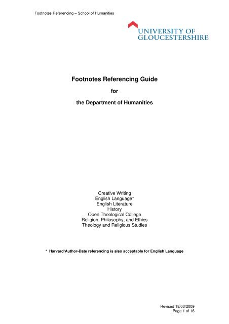Footnotes Referencing Guide