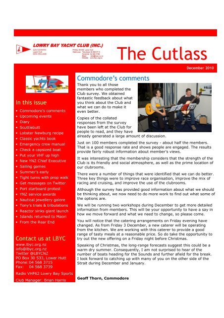 The Cutlass - Lowry Bay Yacht Club