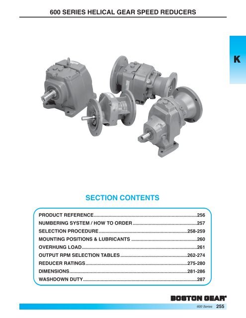 600 series ratio and capacity selection tables - Boston Gear
