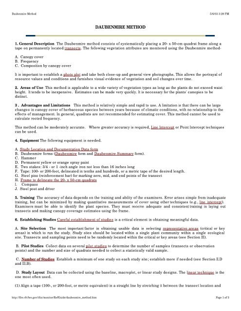 Appendix B: Daubenmire Method