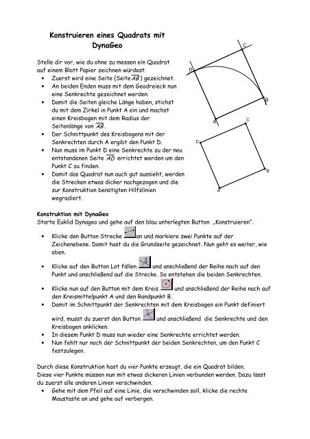 Konstruieren eines Quadrats mit DynaGeo - iks-mathephysik.de