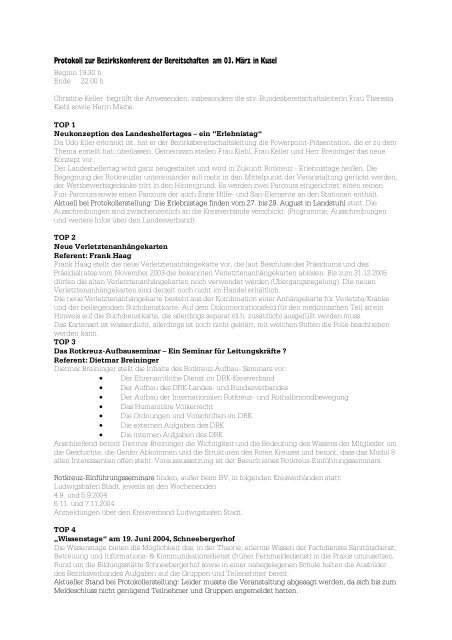 Protokoll 03.03.2004