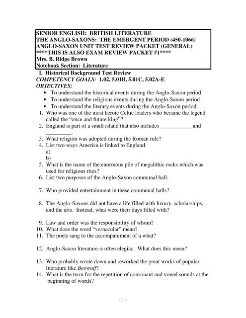 anglo-saxon unit test review packet (gen