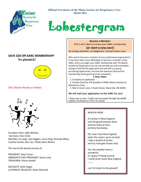 Winter 2011 - Maine Society for Respiratory Care