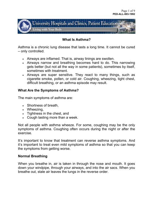 What Is Asthma? - Rowland Medical Library - University of ...