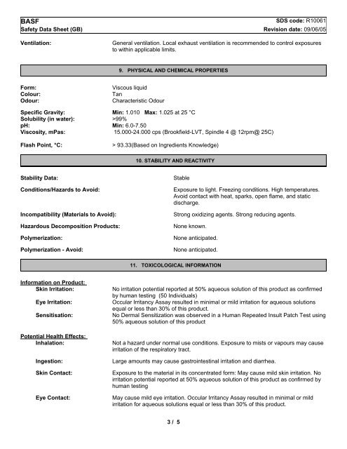 BASF Safety Data Sheet (G