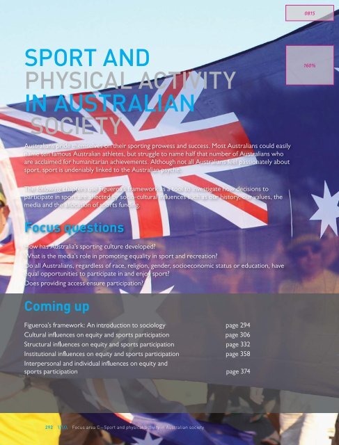 SPORT AND PHYSICAL ACTIVITY IN AUSTRALIAN SOCIETY