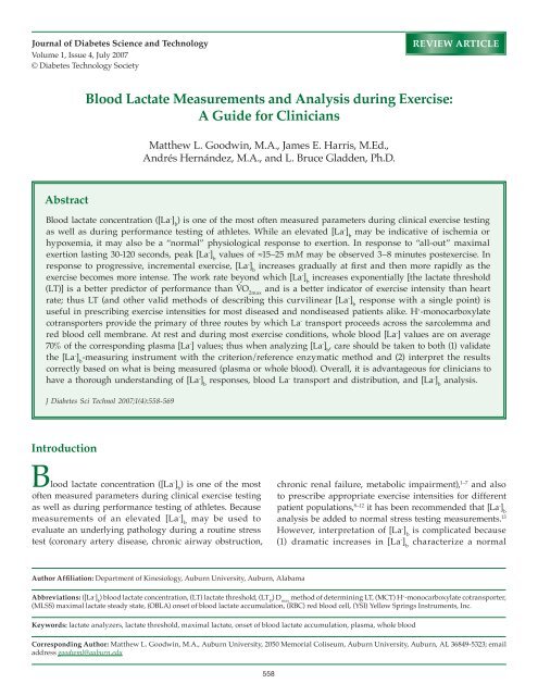 Blood Lactate Measurements and Analysis during Exercise: A Guide ...