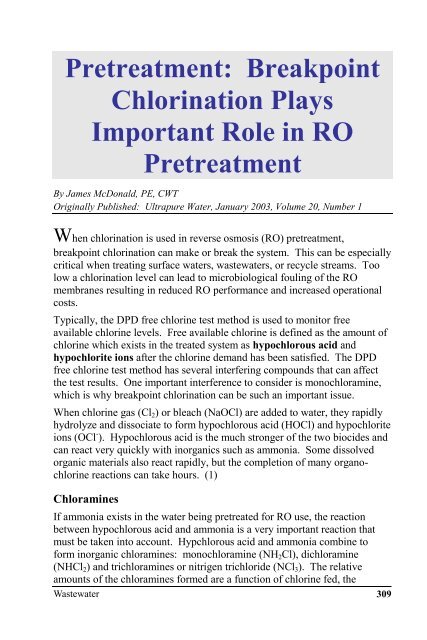 Breakpoint Chlorination Plays Important Role in RO - Crown Solutions
