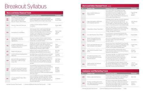 Breakout Syllabus - Retalix