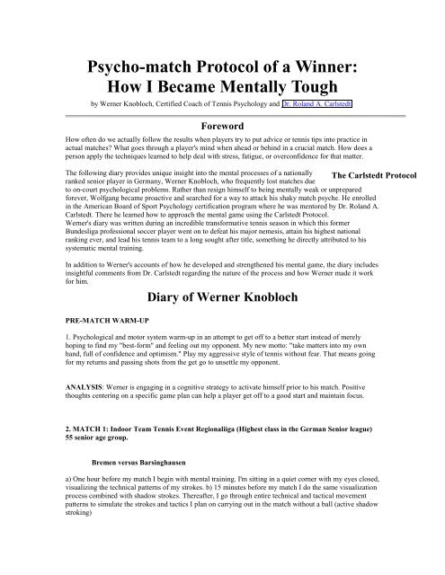 Psycho-protocol of a Winner - American Board of Sport Psychology
