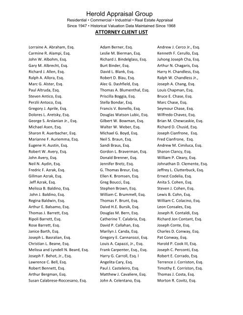 Attorney Client List - Herold Appraisal Group
