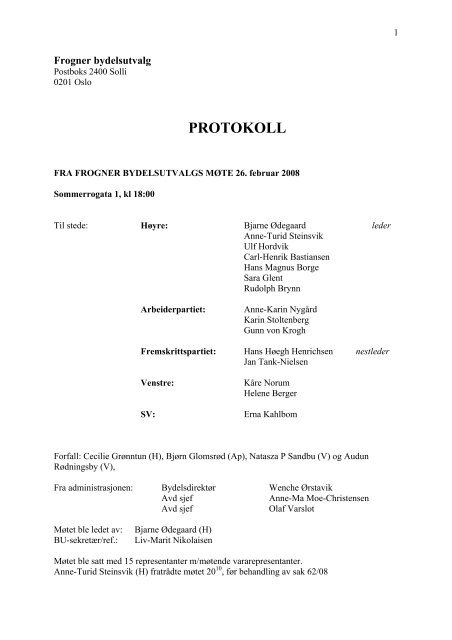 PROTOKOLL - Bydel Frogner