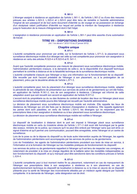 R. 561-3 L'étranger assi