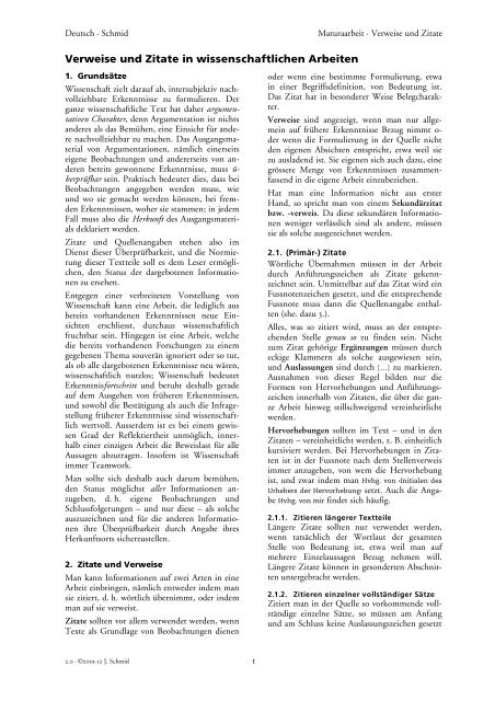 Verweise und Zitate in wissenschaftlichen Arbeiten - HP Joachim ...