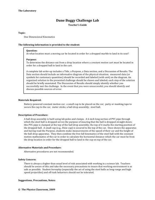 Dune Buggy Challenge Lab - The Physics Classroom