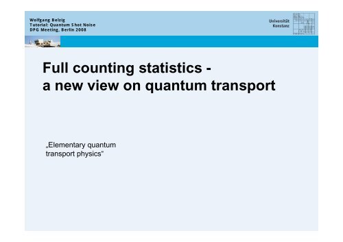 Full counting statistics - Theoretical Physics at University of ...