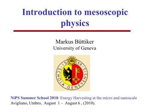 Introduction to mesoscopic physics
